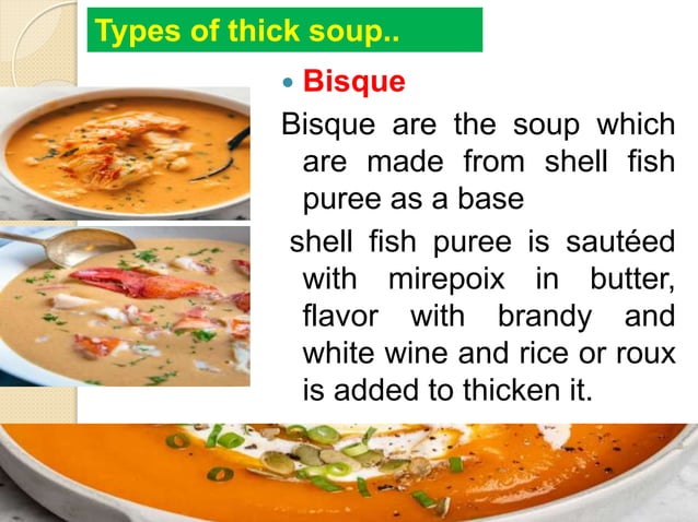 Soup AND ITS CLASSIFICATION | PPTX | Cooking | Food & Drink