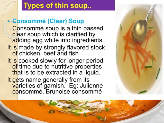 Soup AND ITS CLASSIFICATION | PPTX | Cooking | Food & Drink
