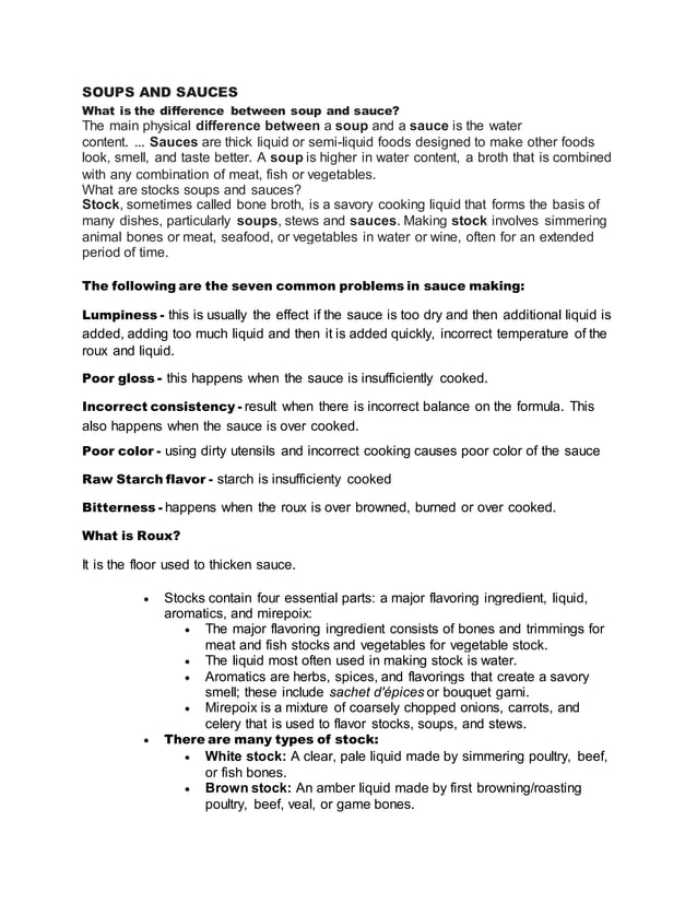 Soups and sauces doc | PDF