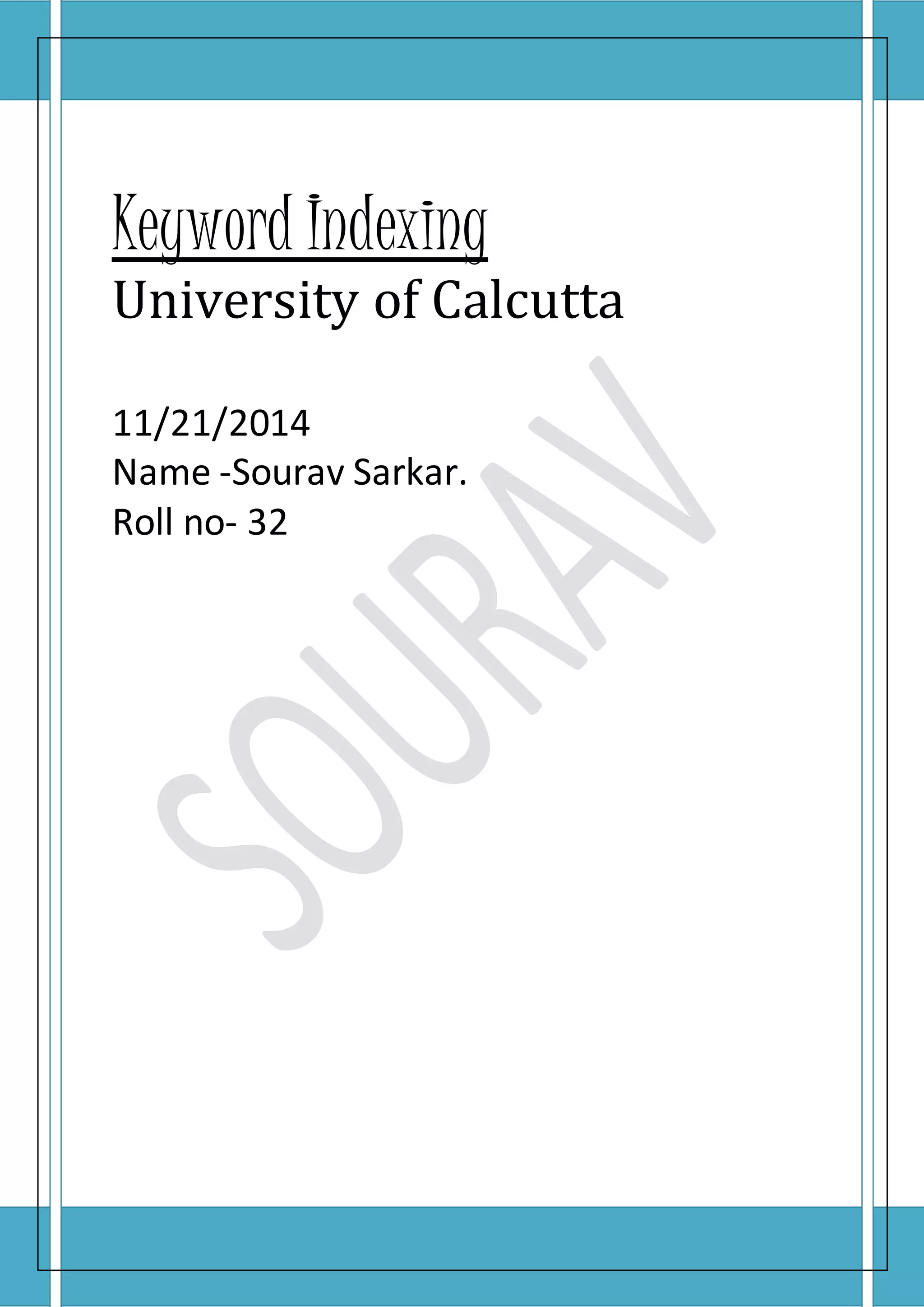 key word indexing and their types with example | DOCX