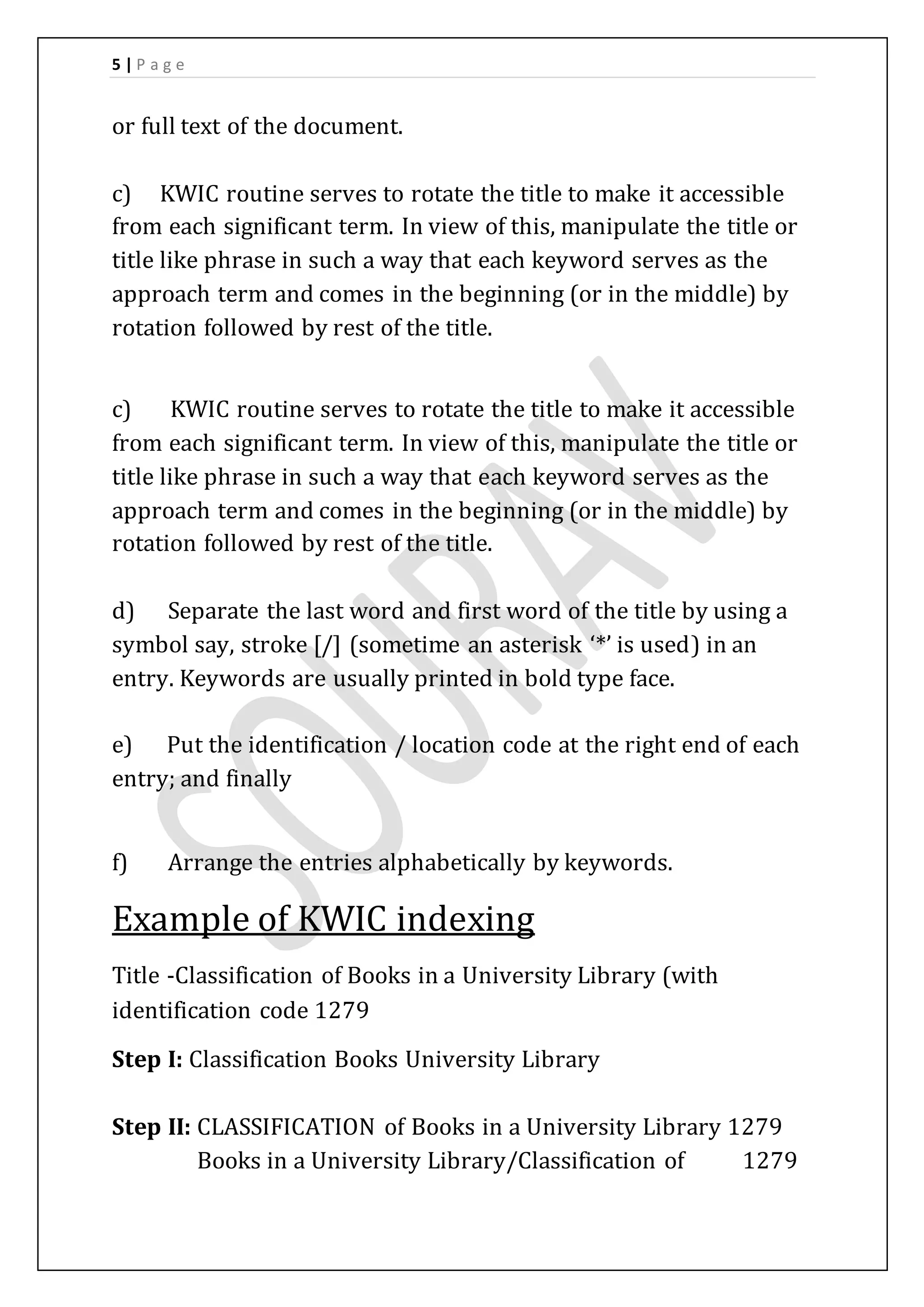 key word indexing and their types with example | DOCX