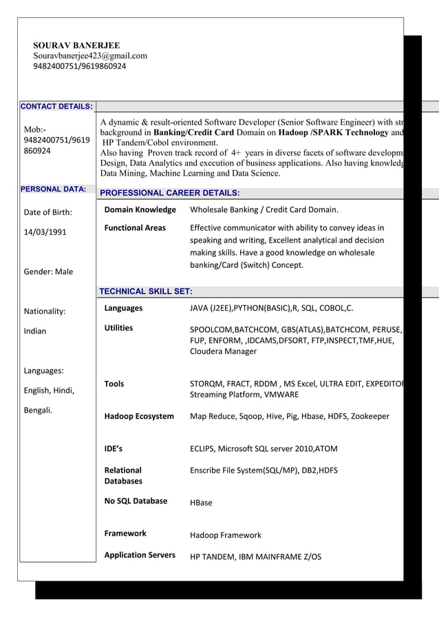 Sourav banerjee resume | PDF