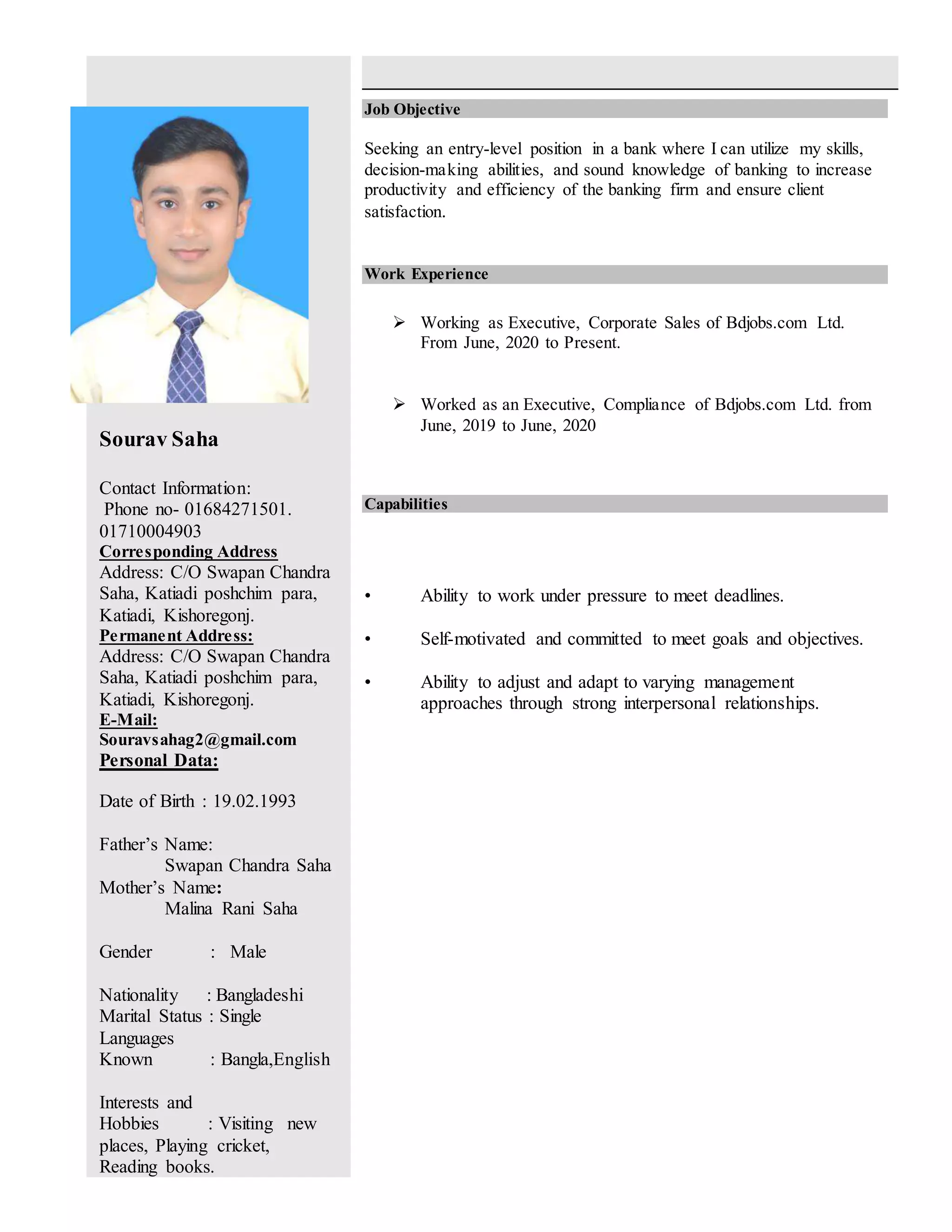 Sourav cv | PDF