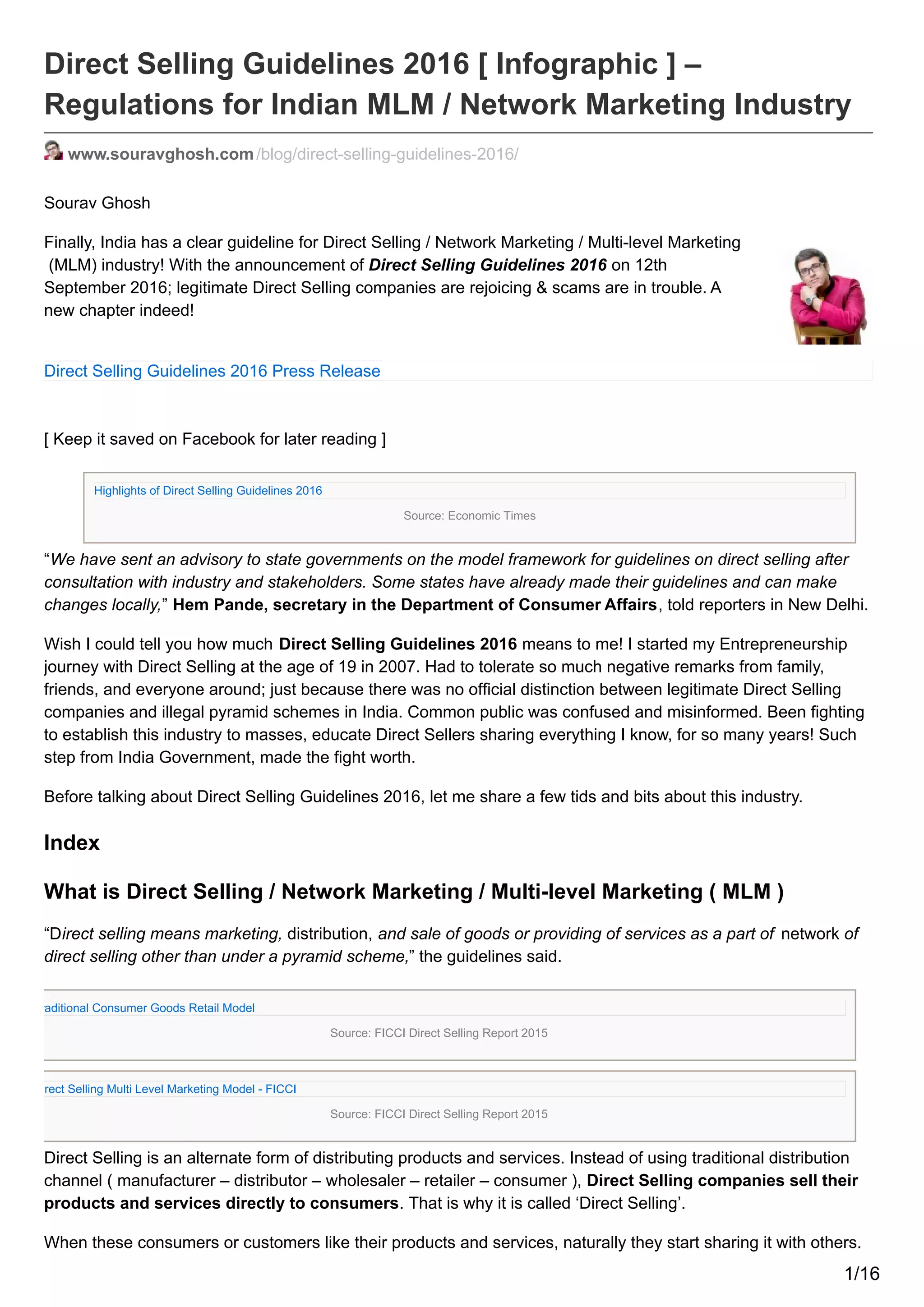 Direct Selling Guidelines 2016 – Regulations for Indian MLM / Network Marketing Industry | PDF