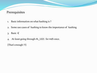 Basic explanation to md5 implementation in C | PPTX