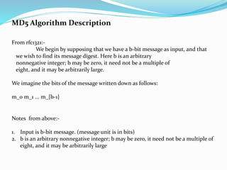 Basic explanation to md5 implementation in C | PPTX
