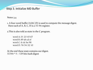 Basic explanation to md5 implementation in C | PPTX