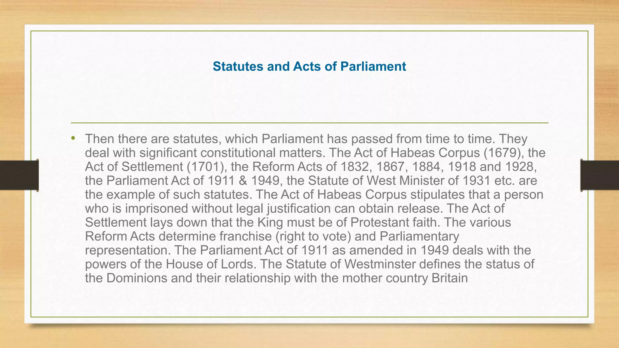 source OF British consiitution | PPTX