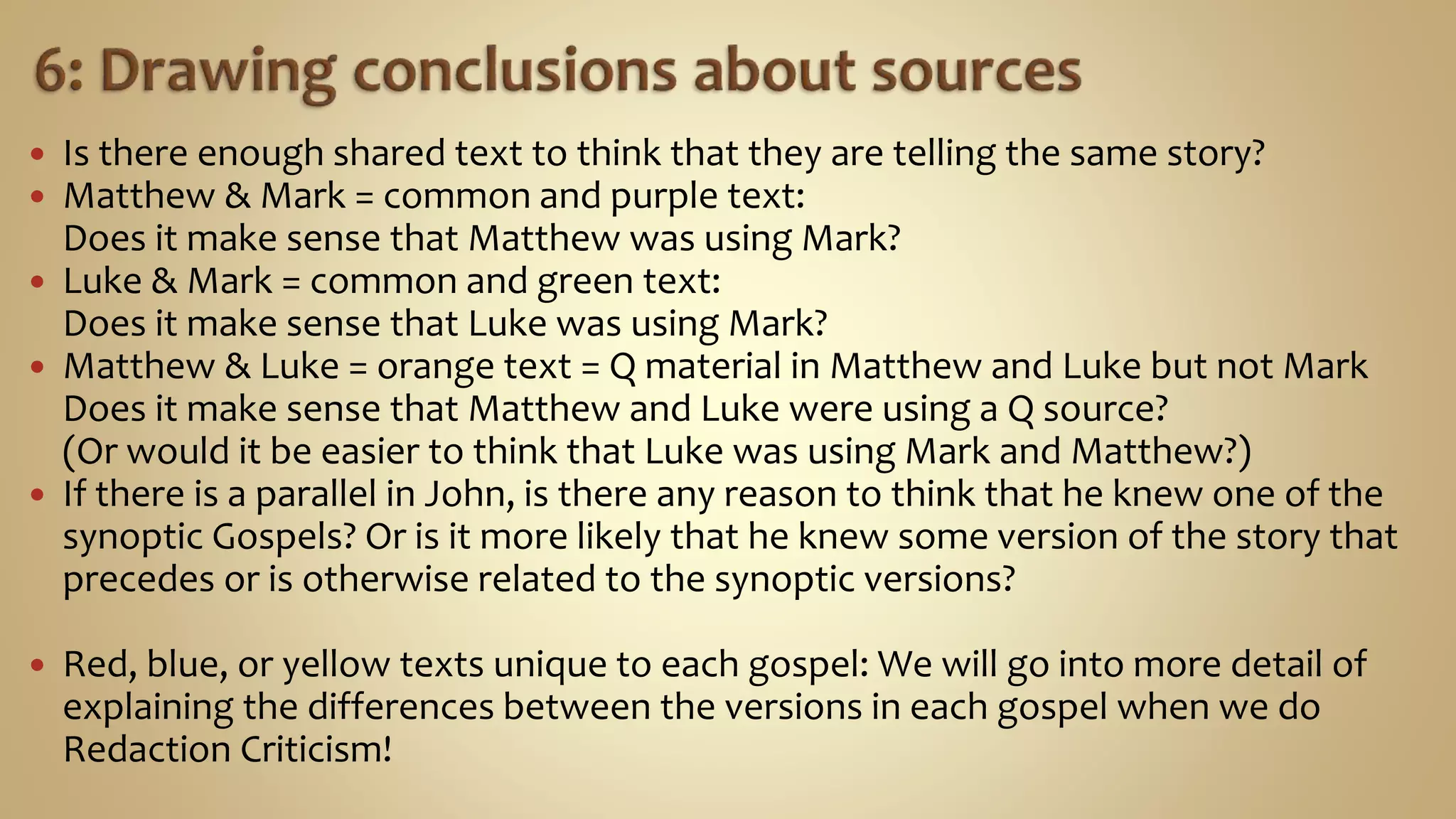Source Criticism: A Suggested Procedure Using BibleWorks | PPT