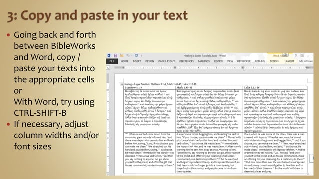 Source Criticism: A Suggested Procedure Using BibleWorks | PPT