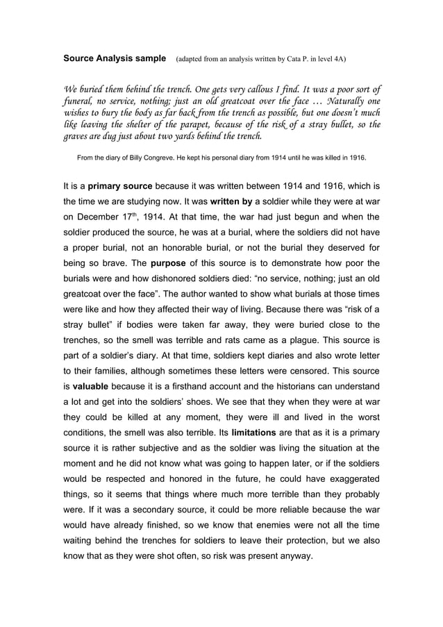 Source analysis, wwi | DOC