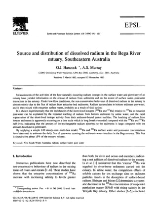 Source and distribution of dissolved radium in the bega riverestuary ...