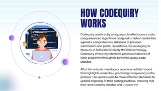 Codequiry: A Reliable Source Code Checker for Developers | PPT