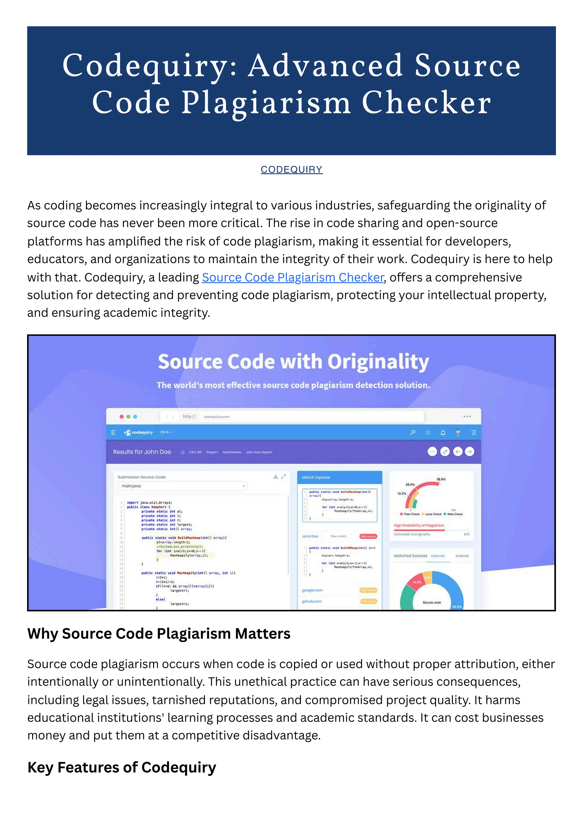 Codequiry Advance Source Code Plagiarism Checker Pdf 3097