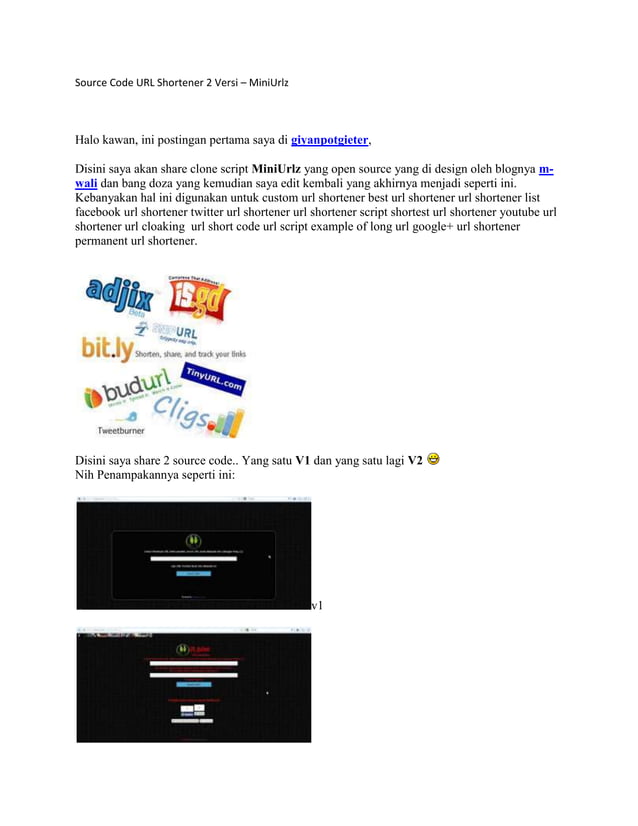 Source code url shortener 2 versi | DOCX