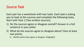 Source comparison questions | PPTX | Educational Assessment | Education