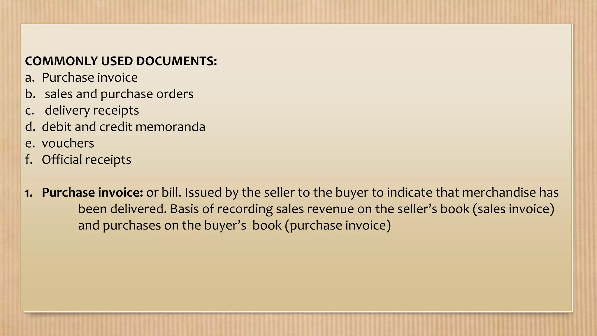 Source documents and journalizing process in a merchandising business ...