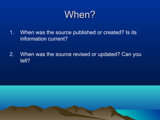 Source Evaluation: Guiding Questions | PPT