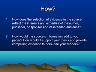 Source Evaluation: Guiding Questions | PPT