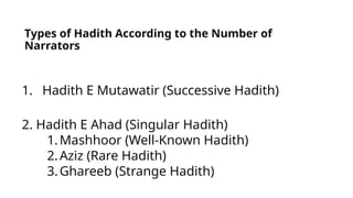 Source of haddith Classification of Hadiths.pptx