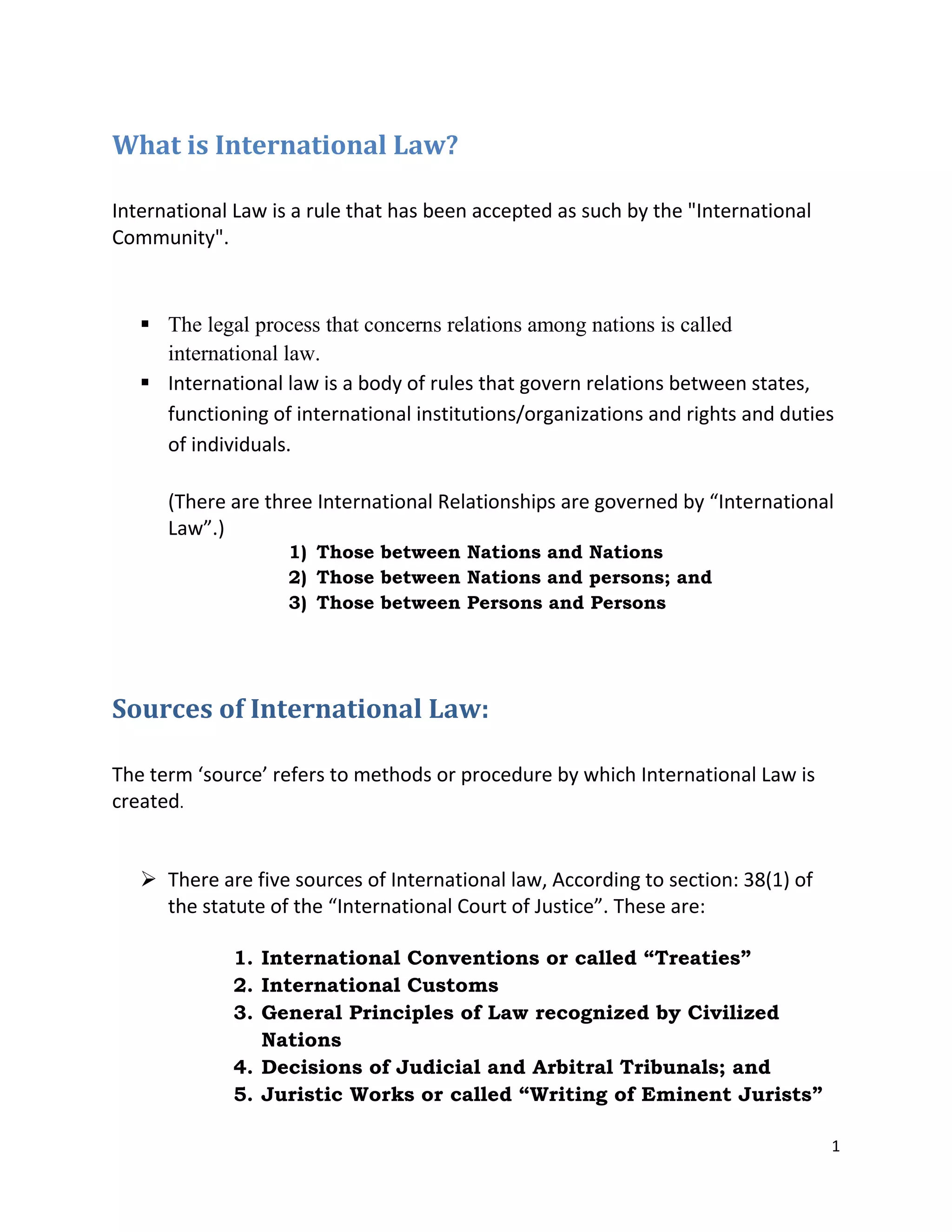 Sources of international law (by Advocate Raja Aleem) | DOCX