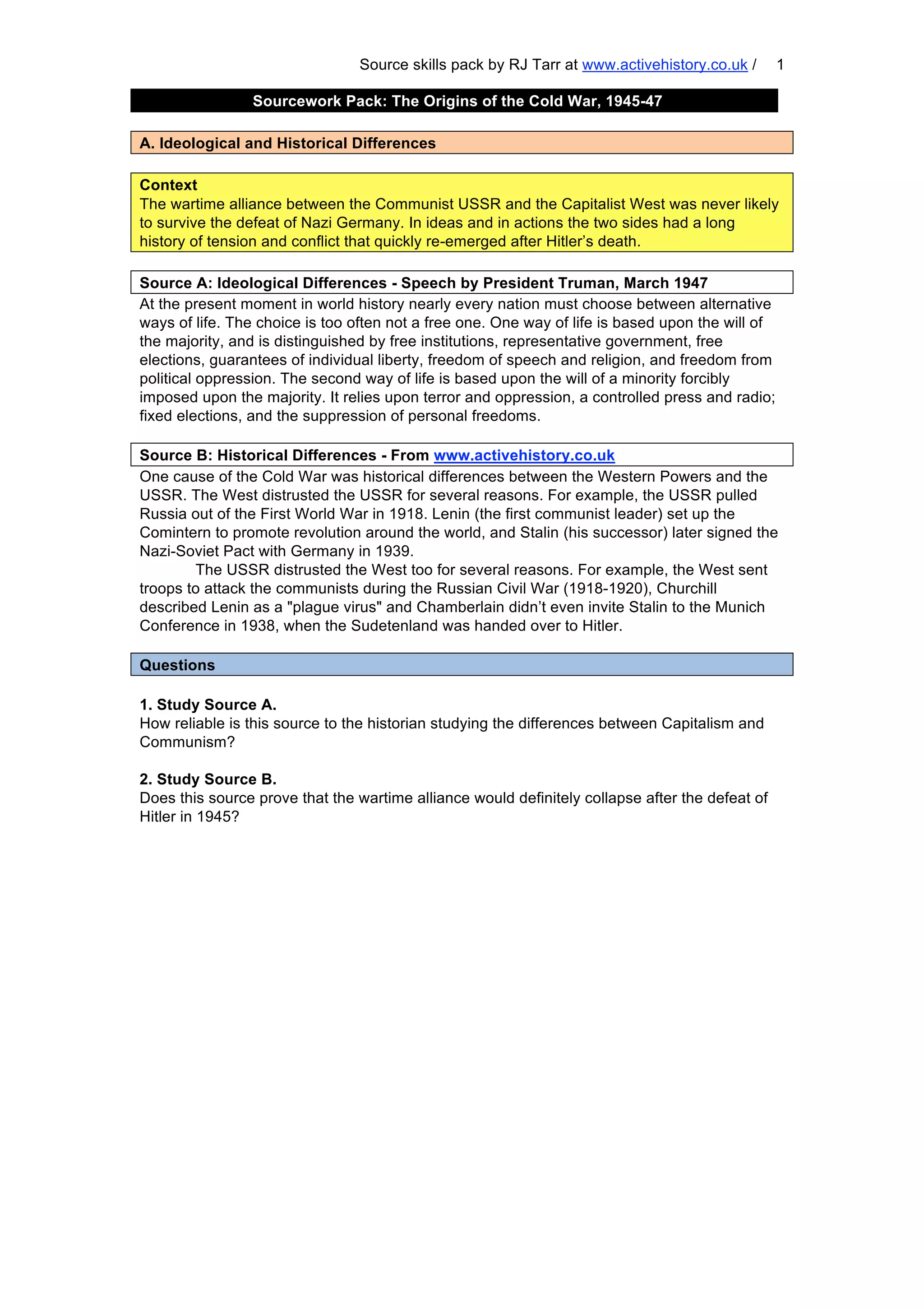 Source pack origins cold war | PDF