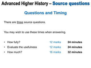 Advanced Higher History - Source questions summary | PPTX | Educational ...