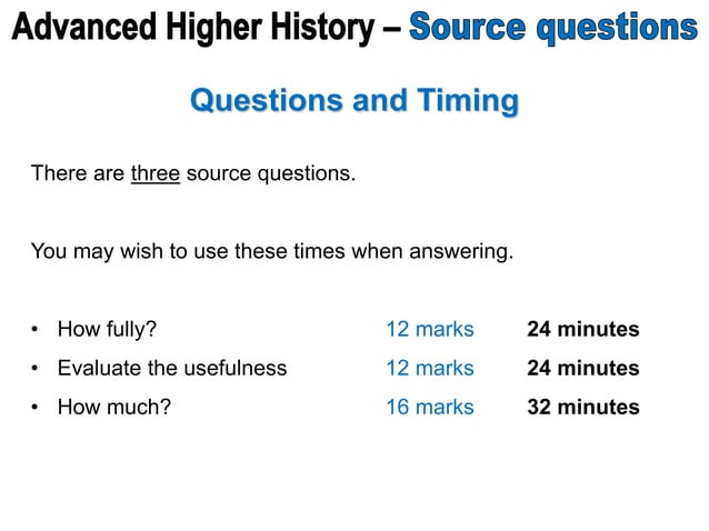 Advanced Higher History - Source questions summary | PPTX | Educational ...