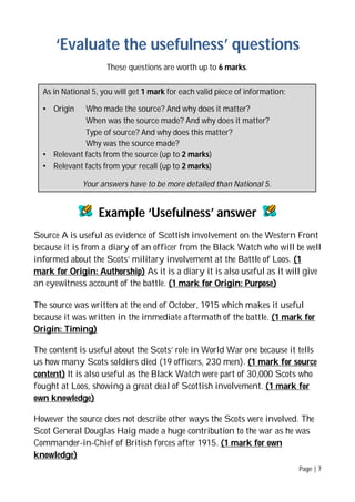 Source questions instructions booklet | PDF