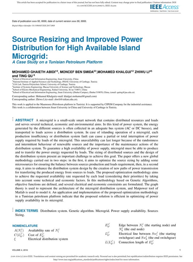 Source resizing and improved power distribution for high available island microgrid | PDF ...