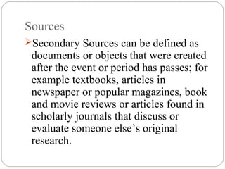Sources | PPT | Secondary Education | Education