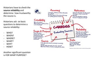 Historical sources and how to write a historical text analysis | PPTX