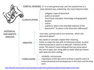 Historical sources and how to write a historical text analysis | PPTX
