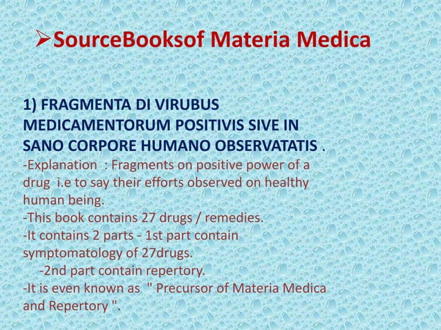 SOURCES AND SOURCE BOOK OF MATERIA MEDICA | PPTX