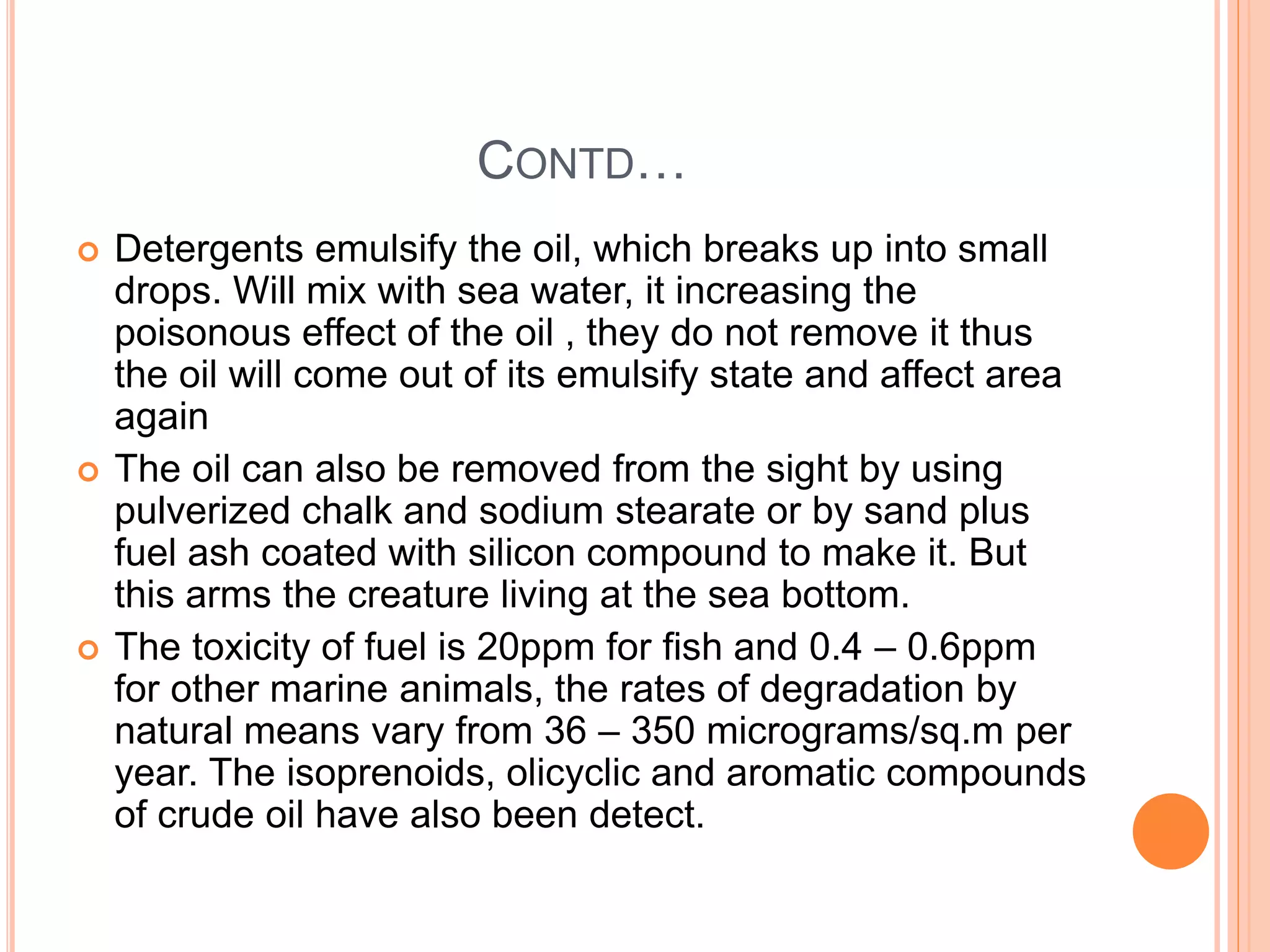Sources and effects of oil pollution in marine environment | PPTX