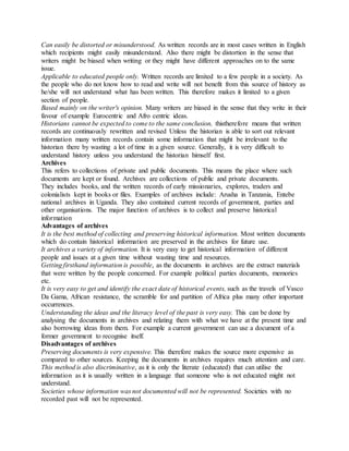 Sources and importance of history | DOCX