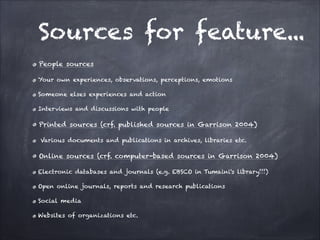 Sources and Materials in Feature | PDF