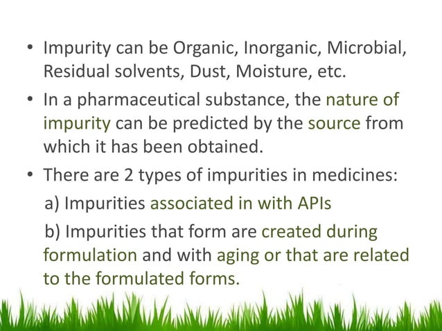 Sources and types of impurities | PPTX