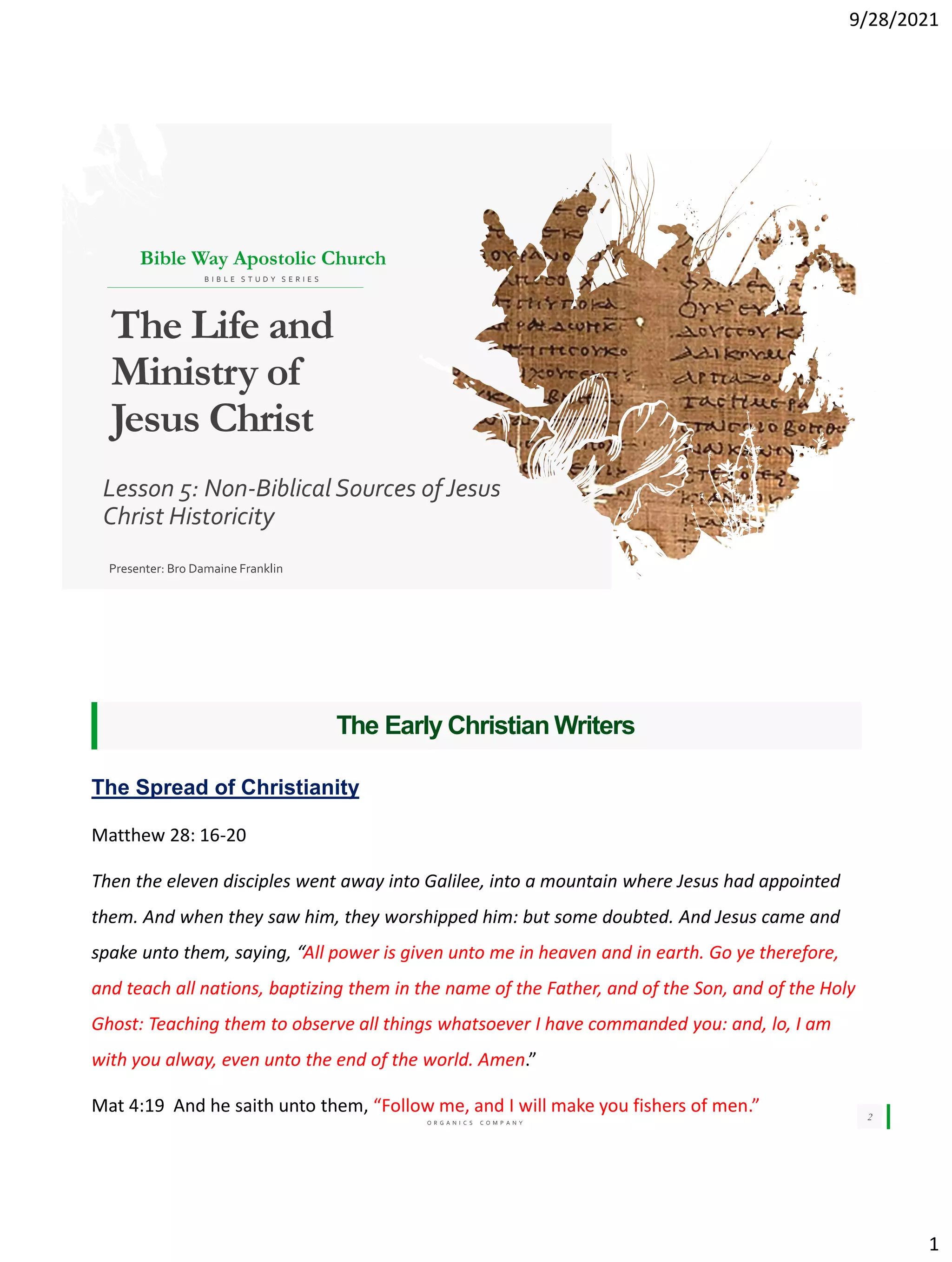 Lesson 5: Non Biblical Sources of Jesus Christ Historicity | PDF