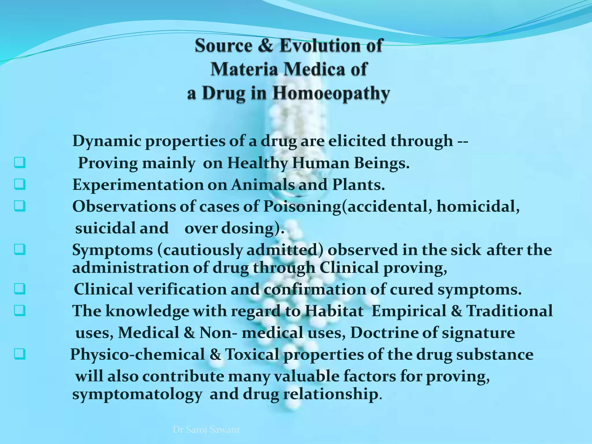 Sources & evolution of homoeopathic materia medica | PPTX