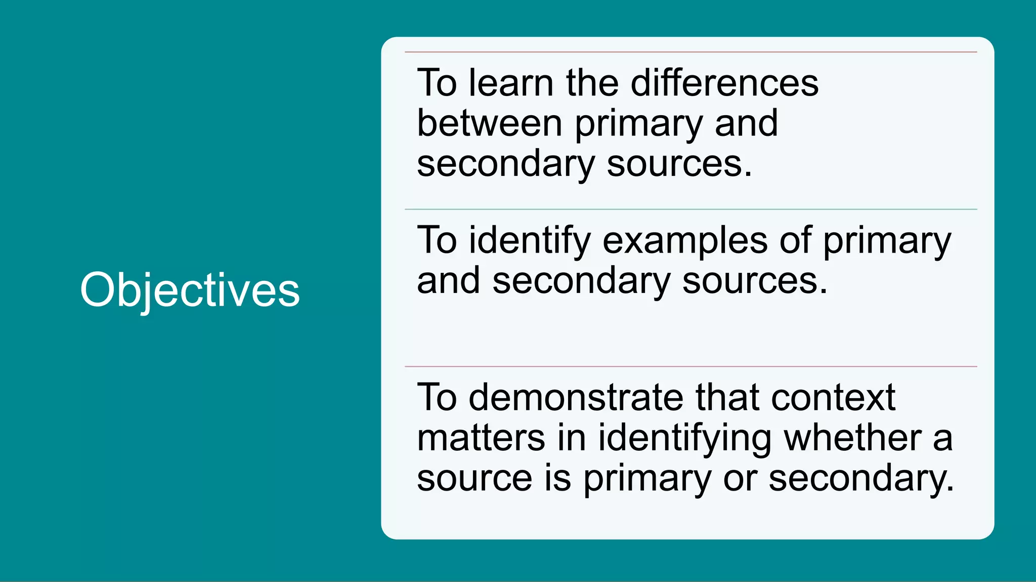 Primary vs. Secondary Sources | PPTX