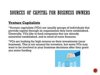 Sources of Capital considered in starting business | PPT
