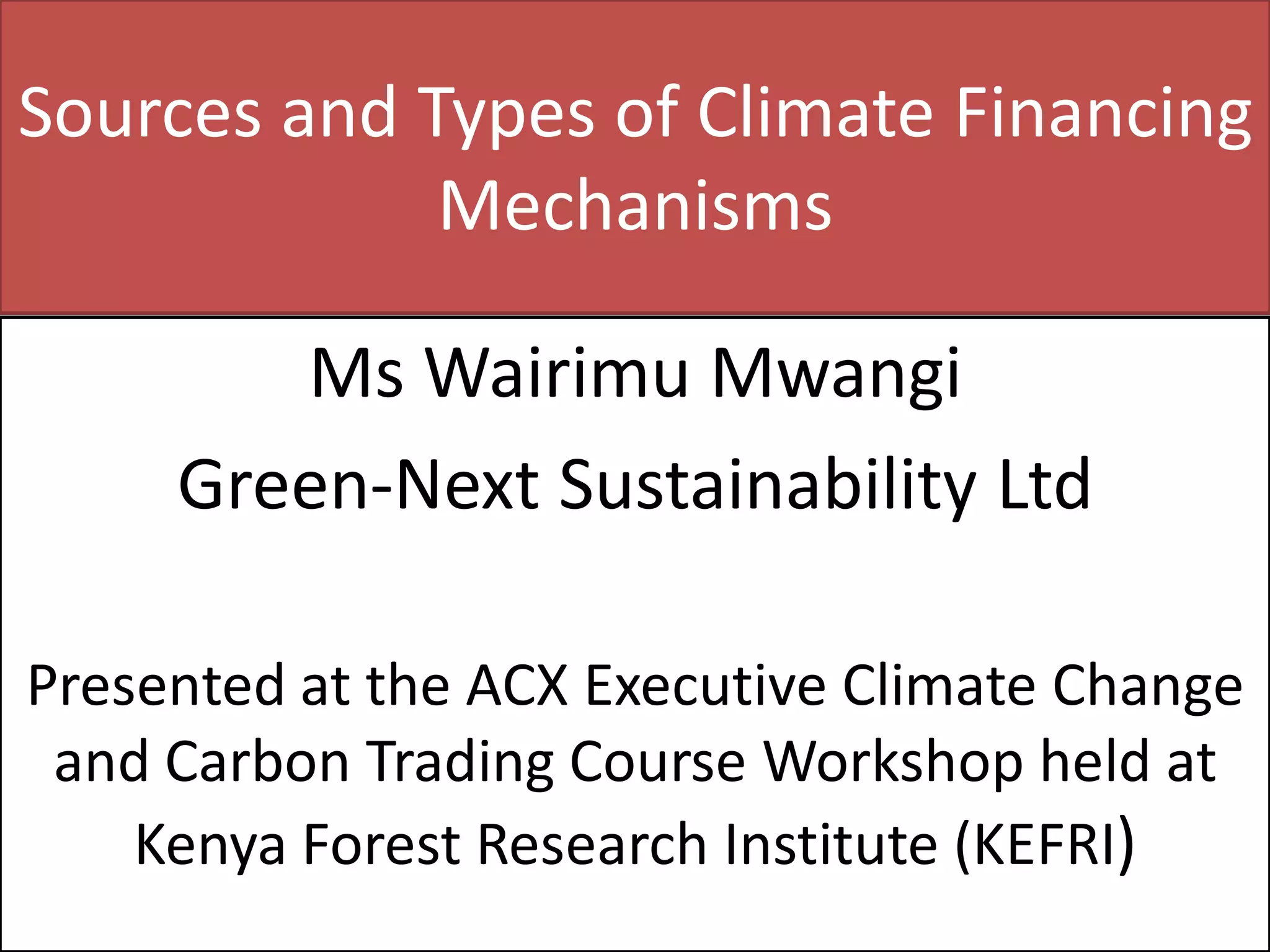 Sources of Climate Finance | PDF