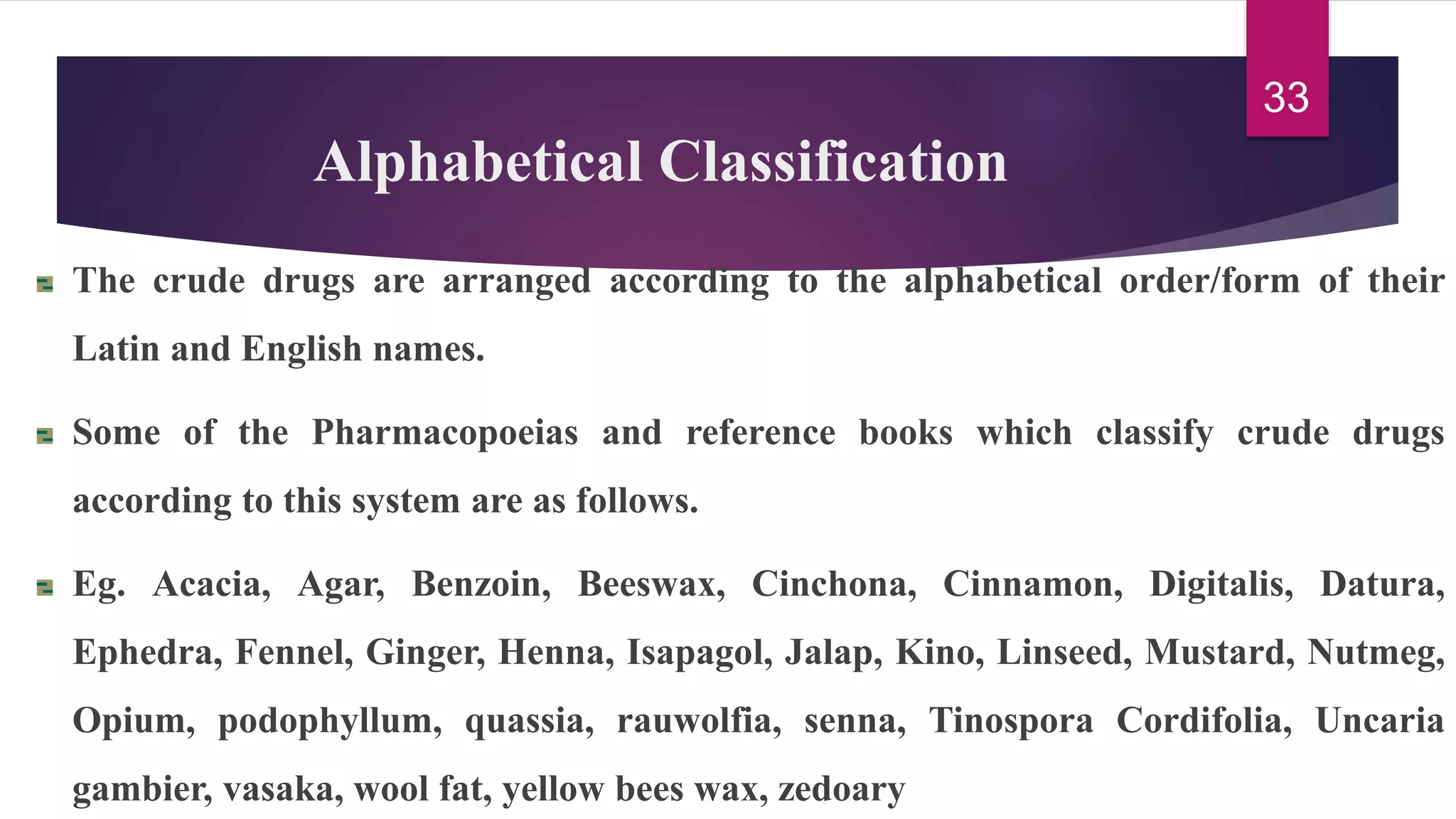 Sources of crude drug, classification, organized and unorganized drugs ...