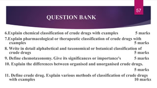 Sources of crude drug, classification, organized and unorganized drugs ...