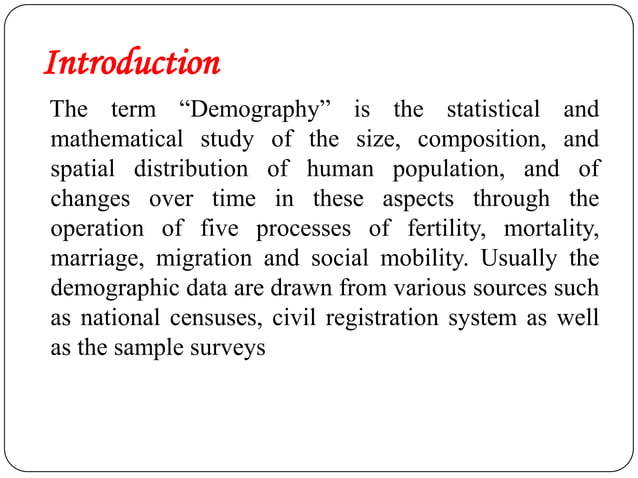 Sources of demographic data | PPTX | Reproductive Health | Diseases and ...