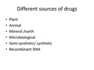 Sources of drugs and their various meanings | PDF