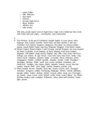 Sources of english vocabulary presentation transcript | DOCX