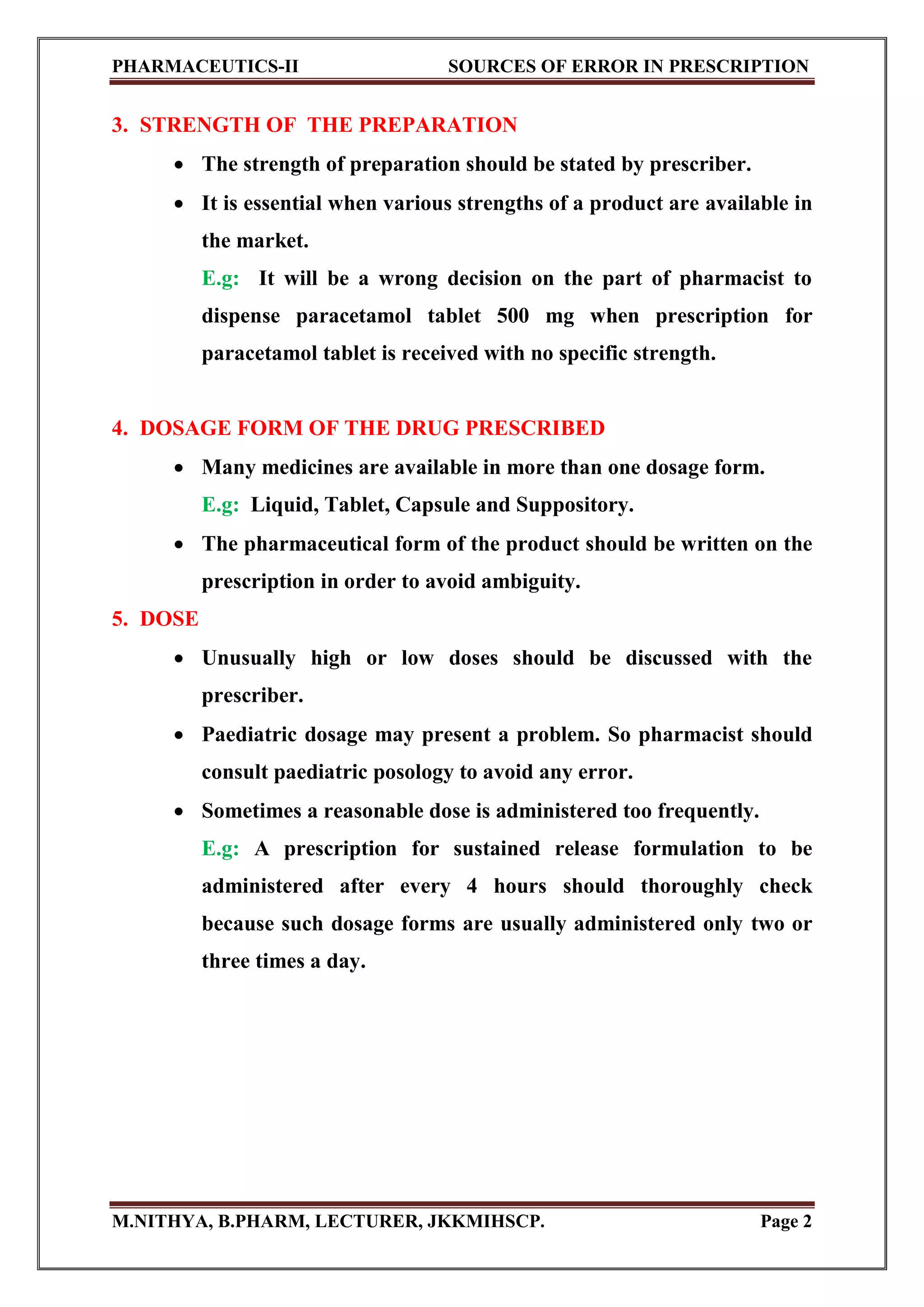 SOURCES OF ERROR IN PRESCRIPTION | PDF