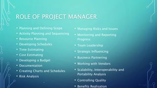 Sources of finance and Role of Project Manager | PPTX